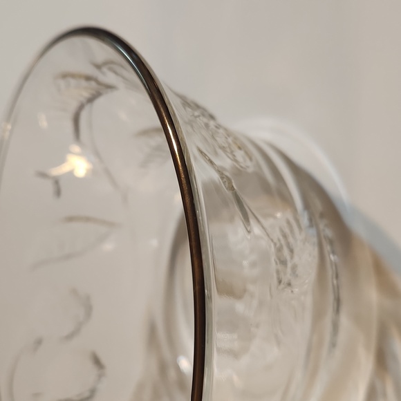 Vintage | Dining | Vintage Embossed Glass Bowl Gold Rim Raspberry Leaf ...